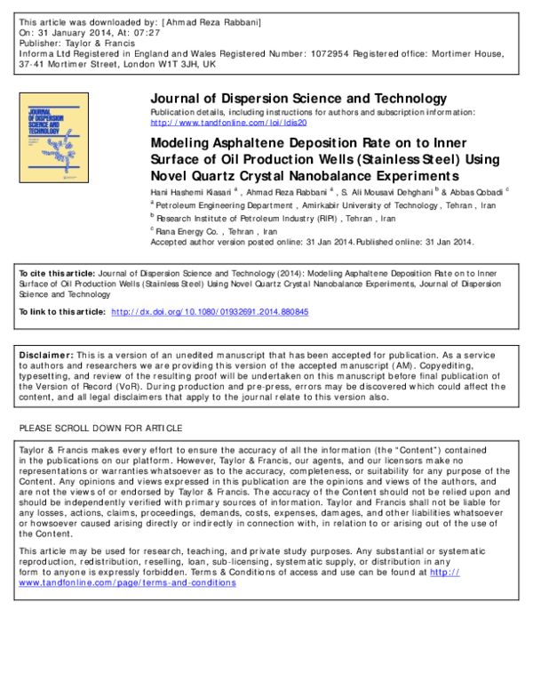 (PDF) Modeling Asphaltene/Surface Interaction Effect on the Asphaltene ...