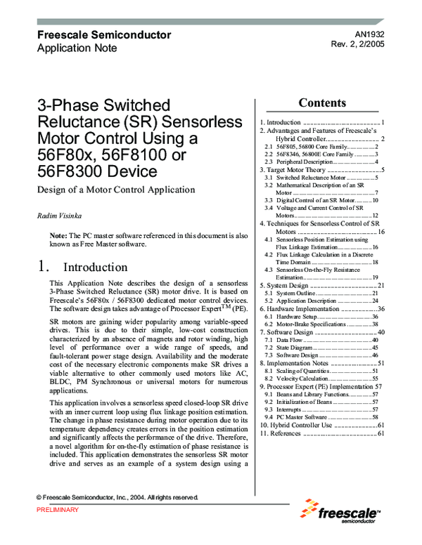 Freescale Semiconductor Application Note 3-Phase Switched Reluctance ...