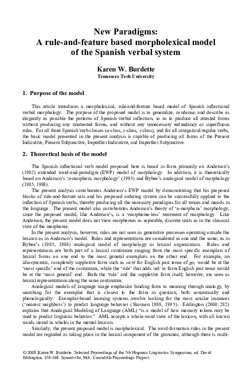 (PDF) New Paradigms: A rule-and-feature based morpholexical model of ...