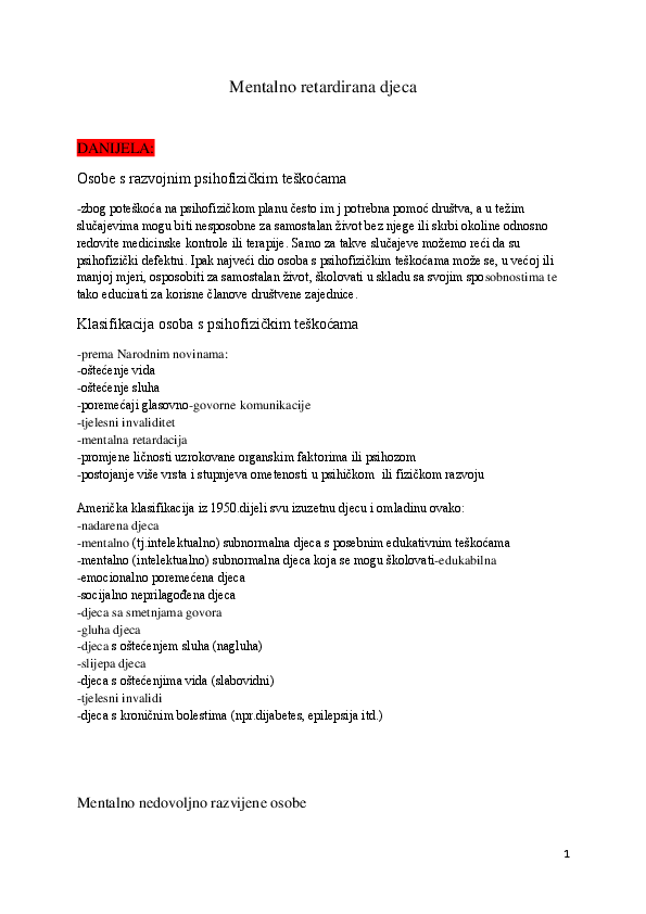 (DOC) Mentalno retardirana djeca
