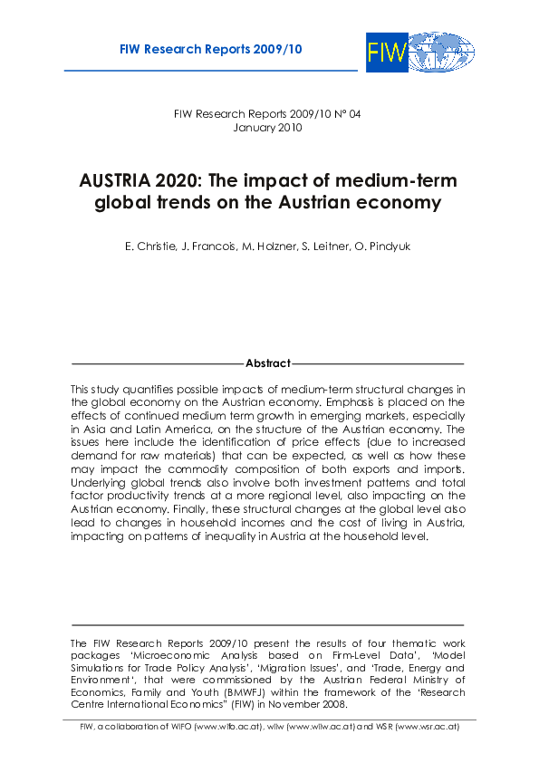 (PDF) AUSTRIA 2020: The impact of medium-term global trends on the ...