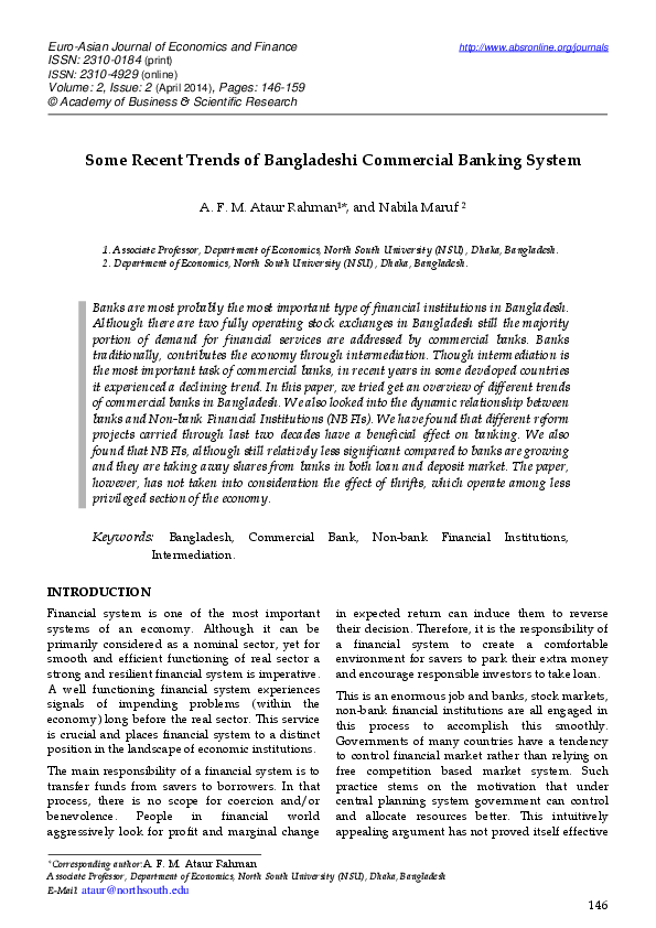 (PDF) Some Recent Trends of Bangladeshi Commercial Banking System
