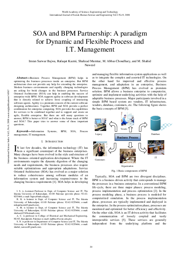 (PDF) SOA and BPM Partnership: A paradigm for Dynamic and Flexible ...