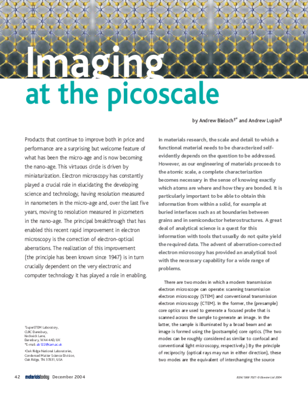 (PDF) Imaging at the picoscale