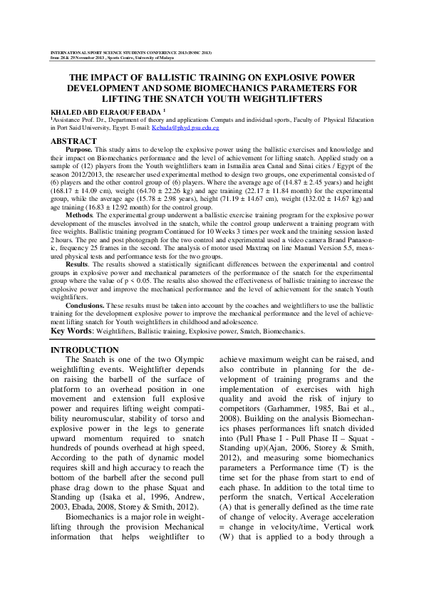 (PDF) THE IMPACT OF BALLISTIC TRAINING ON EXPLOSIVE POWER DEVELOPMENT ...