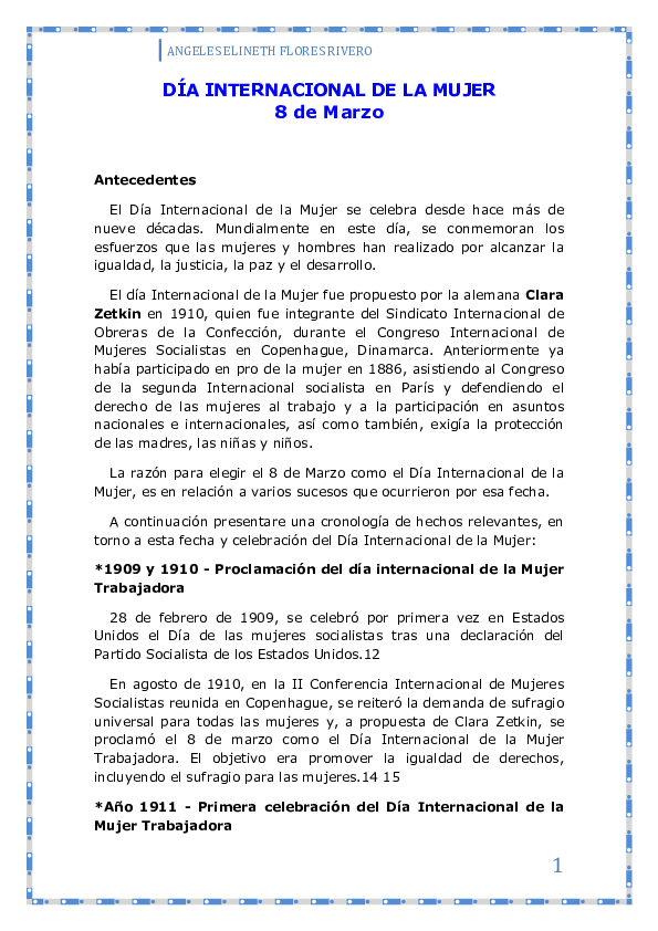 (DOC) DIA INTERNACIONAL DE LA MUJER