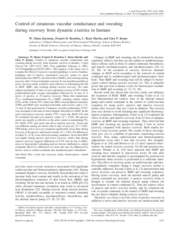 (PDF) Control of cutaneous vascular conductance and sweating during ...