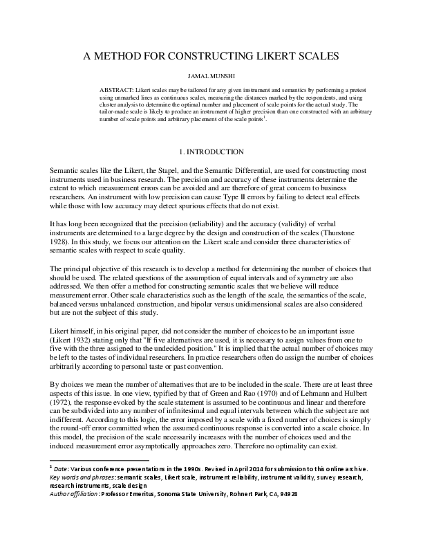 (PDF) A Method for Constructing Likert Scales