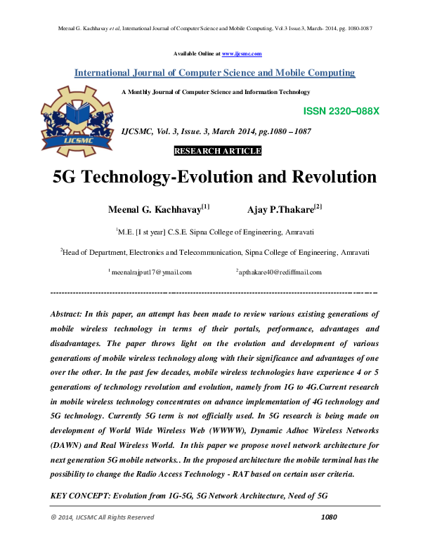 (PDF) 5G Technology-Evolution and Revolution﻿