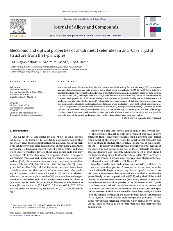 (PDF) Electronic and optical properties of alkali metal selenides in ...