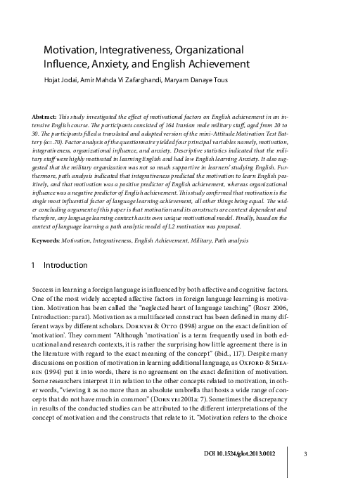 (PDF) Motivation .....and English achievement