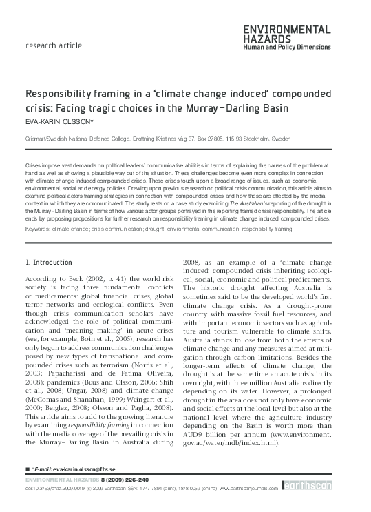(PDF) Responsibility framing in a ‘climate change induced’ compounded ...