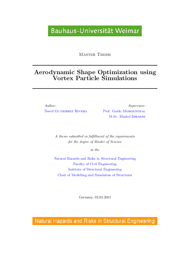 Pdf Aerodynamic Shape Optimization Using Vortex Particle Simulations