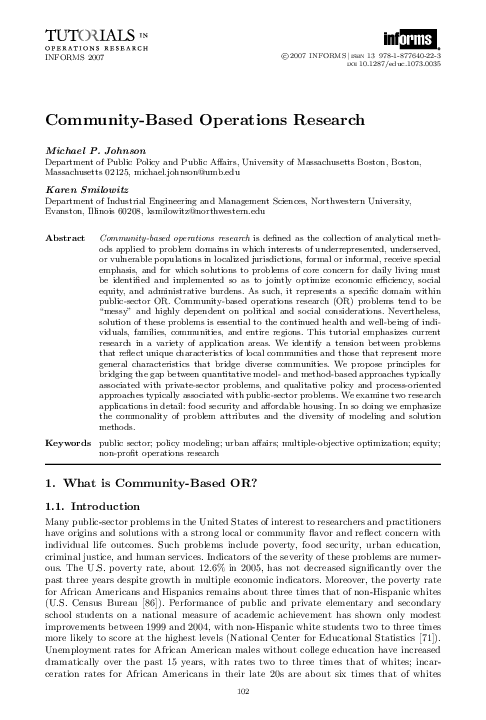 (PDF) Community-Based Operations Research