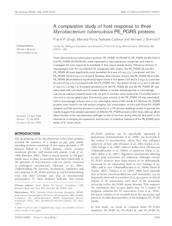 (PDF) An overview to understand the role of PE_PGRS family proteins in Mycobacterium ...