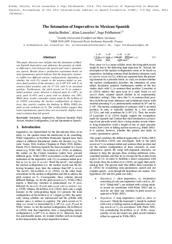 (PDF) The Intonation of Imperatives in Mexican Spanish (semi ...