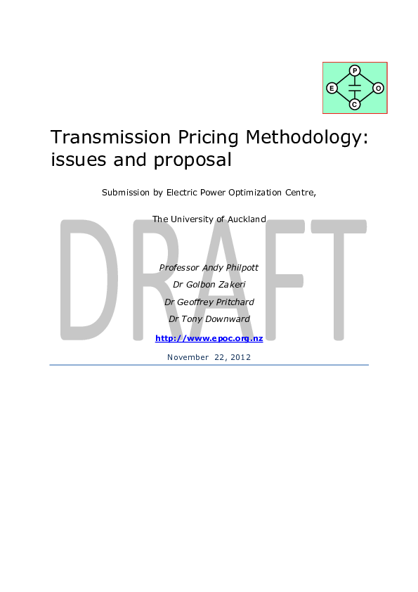 (PDF) Transmission Pricing Methodology: issues and proposal Submission ...