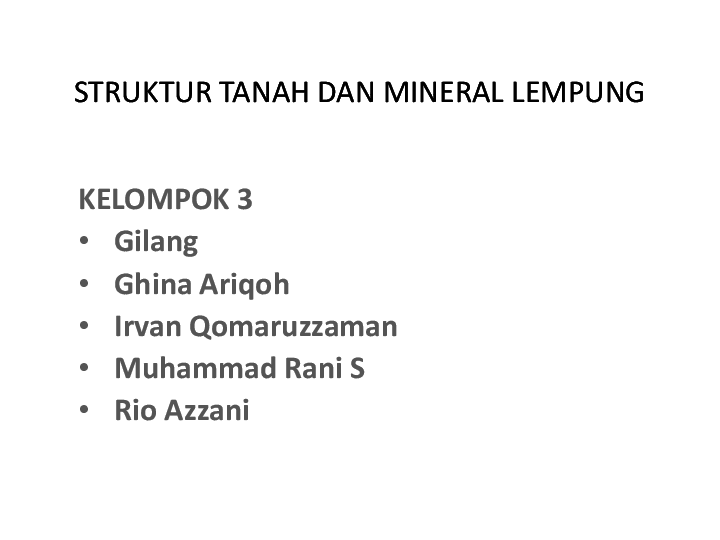 (PPT) STRUKTUR TANAH DAN MINERAL LEMPUNG
