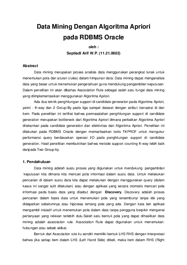 (DOC) Data Mining Algoritma Apriori (DOC) Data Mining Algoritma Apriori