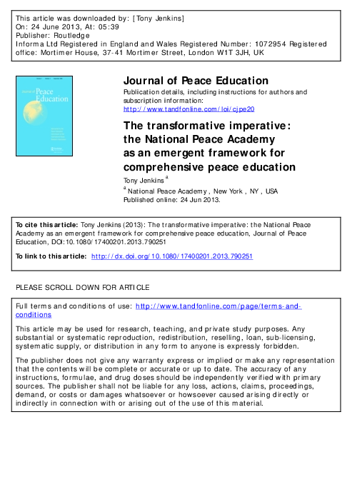 (PDF) The transformative imperative: the National Peace Academy as an ...