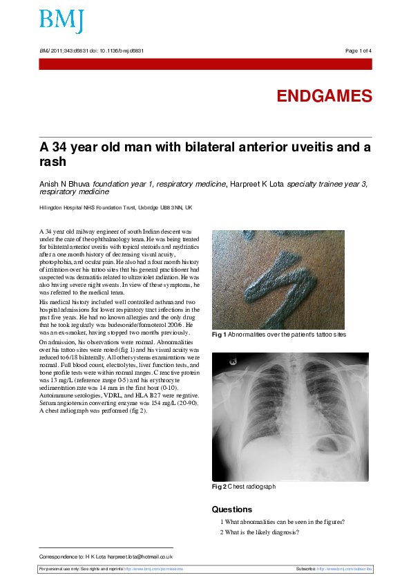 (PDF) A 34 year old man with bilateral anterior uveitis and a rash