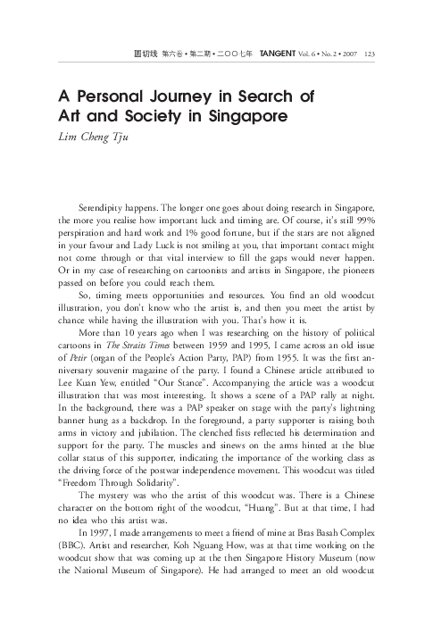(PDF) A Personal Journey in Search of Art and Society in Singapore