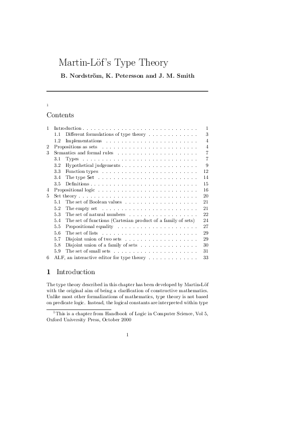 (PDF) Martin-Lof's Type Theory