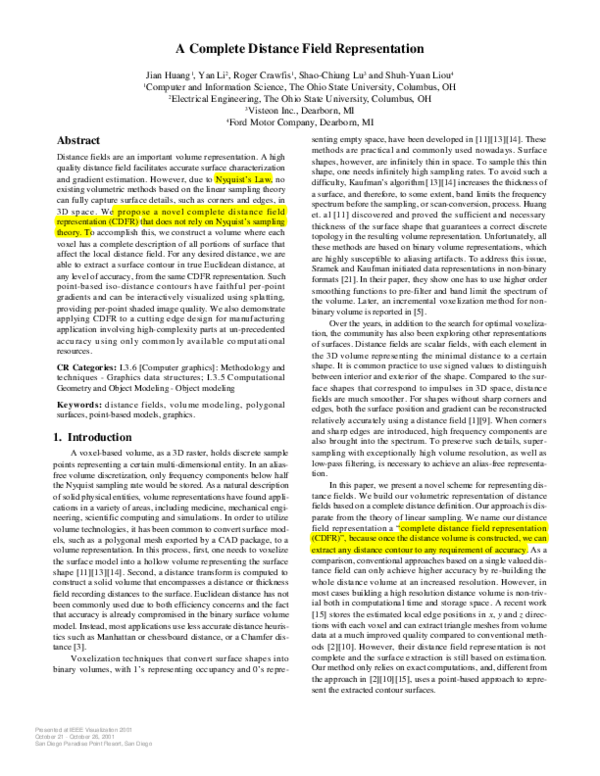 (PDF) senting A Complete Distance Field Representation