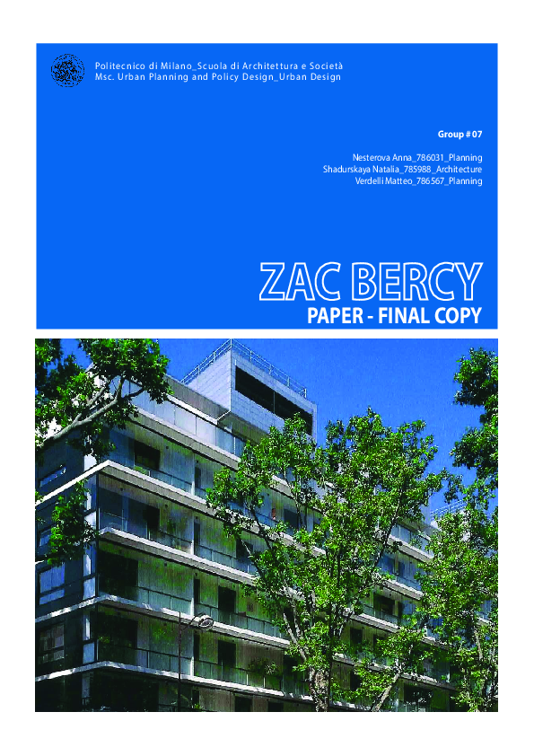 (PDF) ZAC Bercy - Urban Design Report (2013)