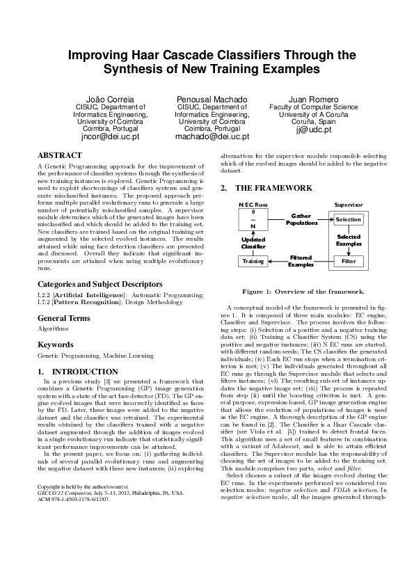 Pdf Improving Haar Cascade Classifiers Through The Synthesis Of New