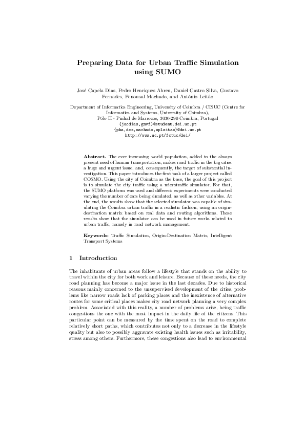 Pdf Preparing Data For Urban Traffic Simulation Using Sumo