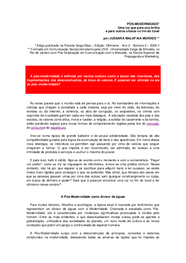 (PDF) EDGAR MORIN, BAUMAN E A PÓS-MODERNIDADE | Clarisse Fukelman - Academia.edu