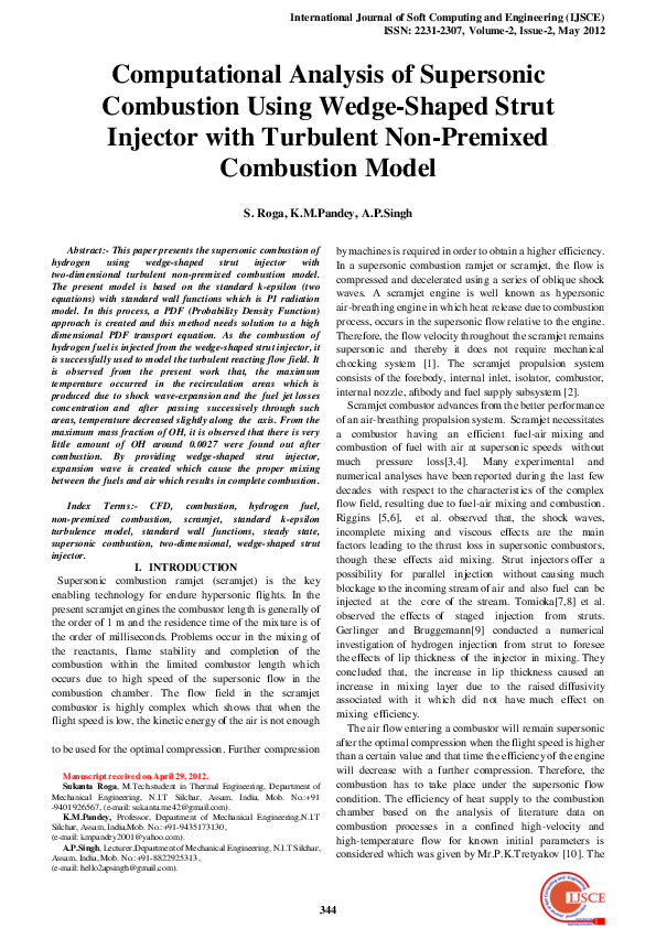 (PDF) Computational Analysis of Supersonic Combustion Using Wedge-Shaped Strut Injector with ...