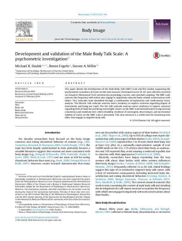 (PDF) Sladek, M. R., Engeln, R, & Miller, S. A. (2014). Development and ...