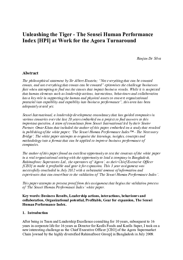 (PDF) Unleashing the Tiger -The Sensei Human Performance Index [HPI] at ...