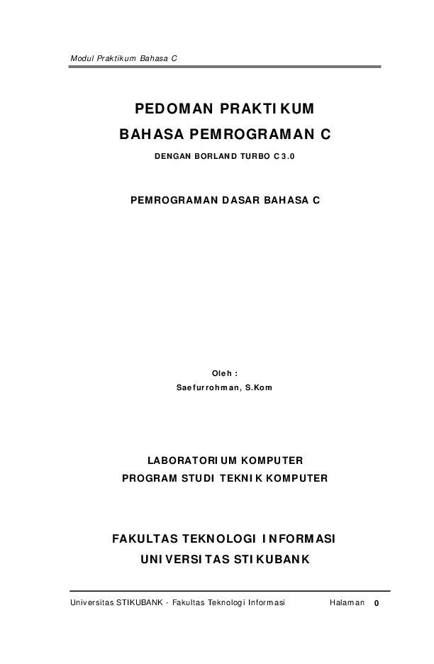 (PDF) Modul Praktikum Bahasa C Universitas STIKUBANK -Fakultas ...