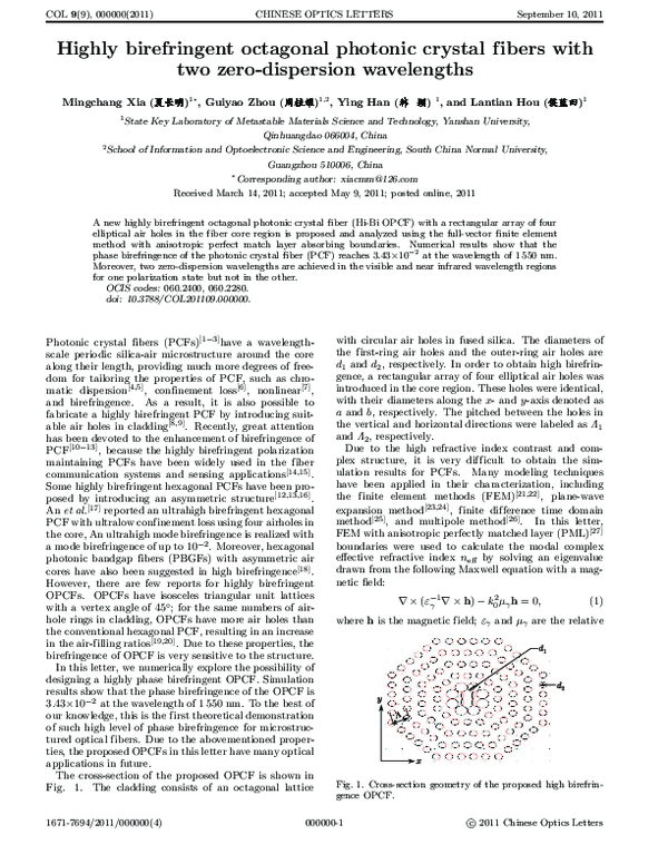 (PDF) Highly birefringent octagonal photonic crystal f ibers