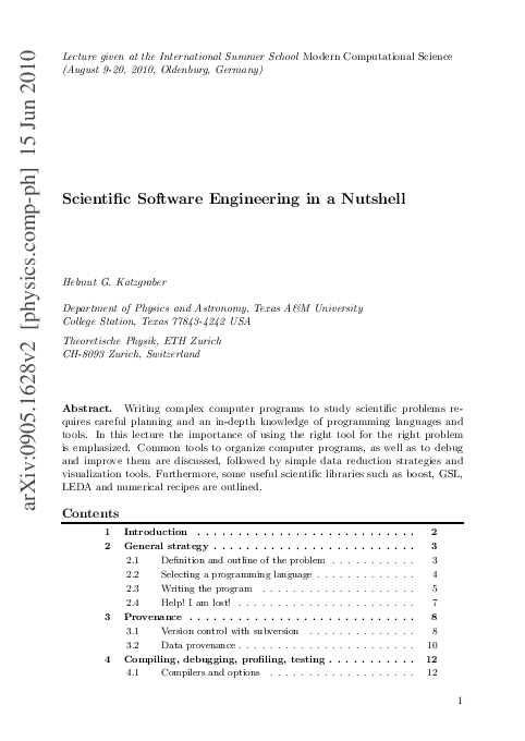 (PDF) Scientific Software Engineering in a Nutshell