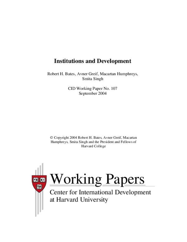 (PDF) Institutions and Development | Avner Greif - Academia.edu