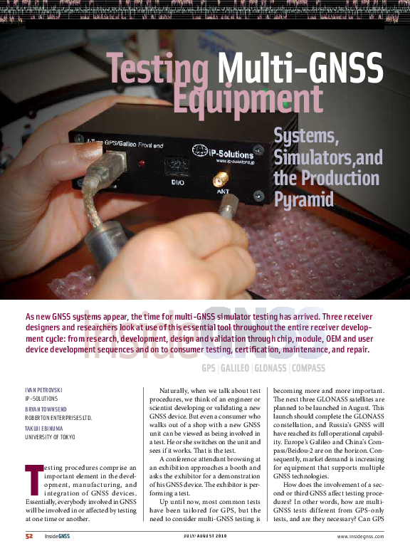 (PDF) Testing Multi-GNSS Equipment: Systems, Simulators, and the ...