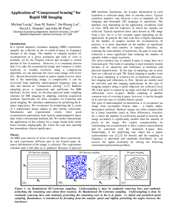 (PDF) Application of "Compressed Sensing" for Rapid MR Imaging