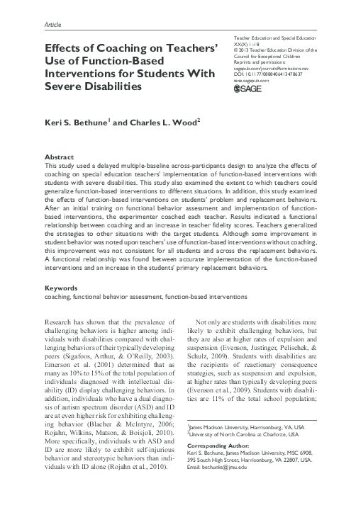 (PDF) Effects of Coaching on Teachers' Use of Function-Based ...