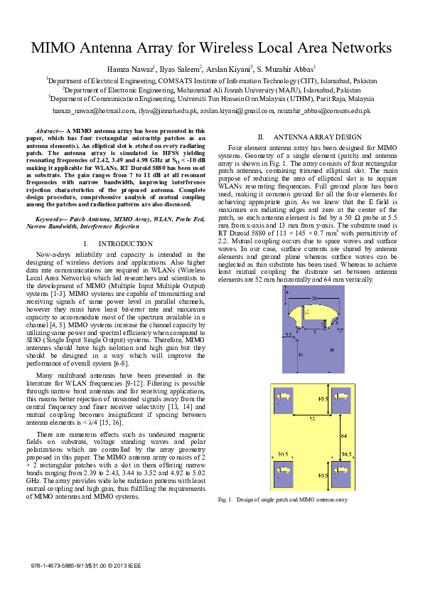 (PDF) MIMO antenna array for wireless local area networks