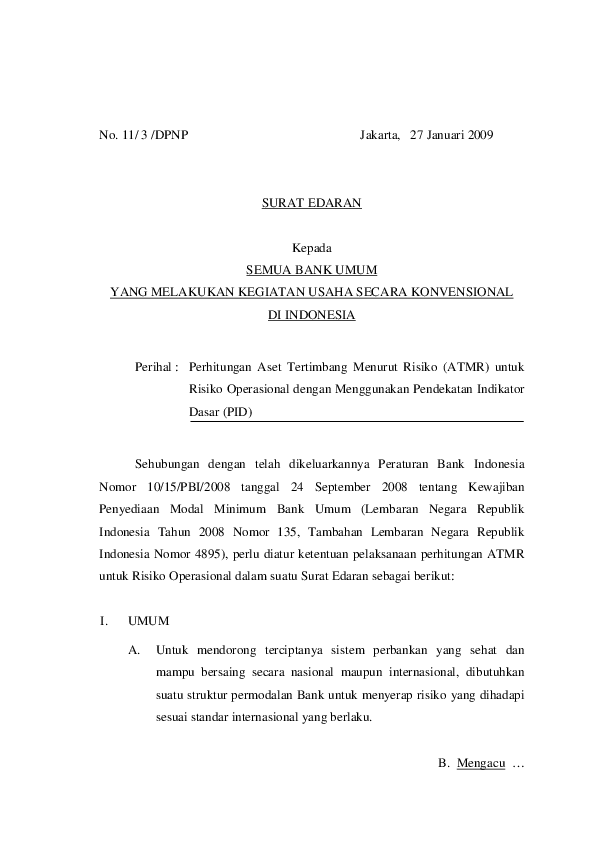 (PDF) yPERHITUNGAN ATMR UNTUK RISIKO OPERASIONAL DENGAN MENGGUNAKAN PID