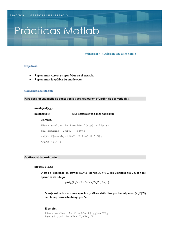 (PDF) Objetivos Prácticas Matlab