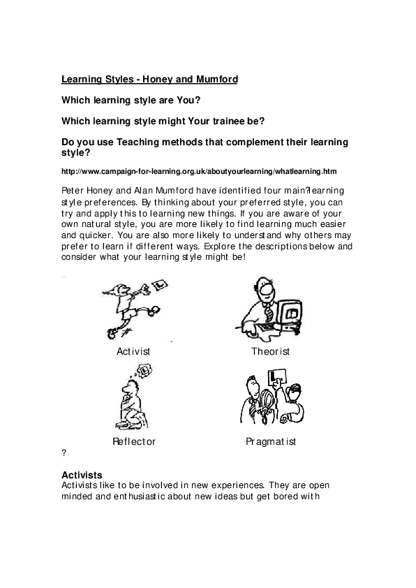 (PDF) Learning Styles -Honey and Mumford