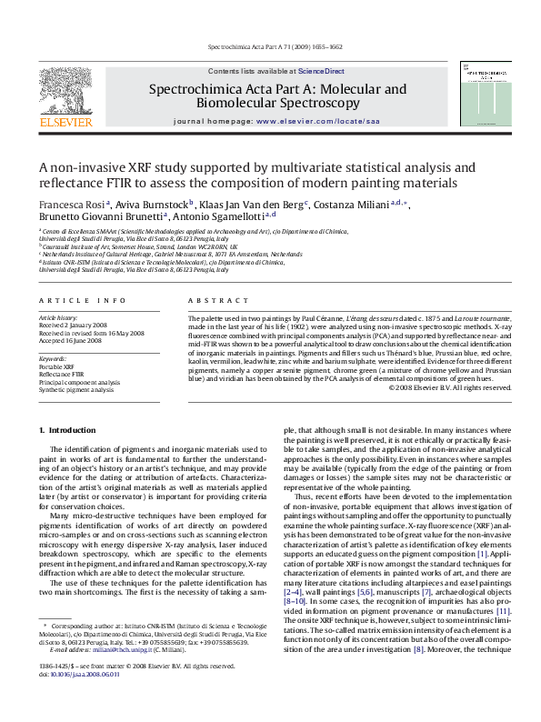 (PDF) A non-invasive XRF study supported by multivariate statistical analysis and reflectance ...