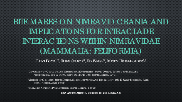 (PDF) Bite Marks on Nimravid Crania and Implications for Intraclade ...