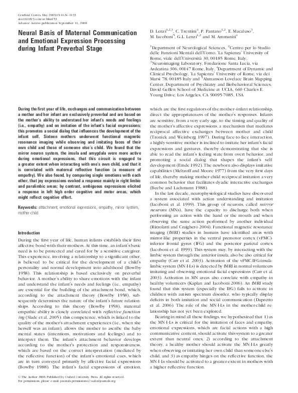 (PDF) Neural Basis of Maternal Communication and Emotional Expression ...