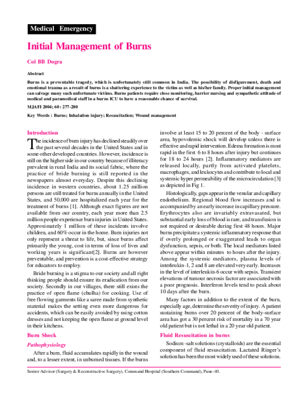 (PDF) Initial management of Burns